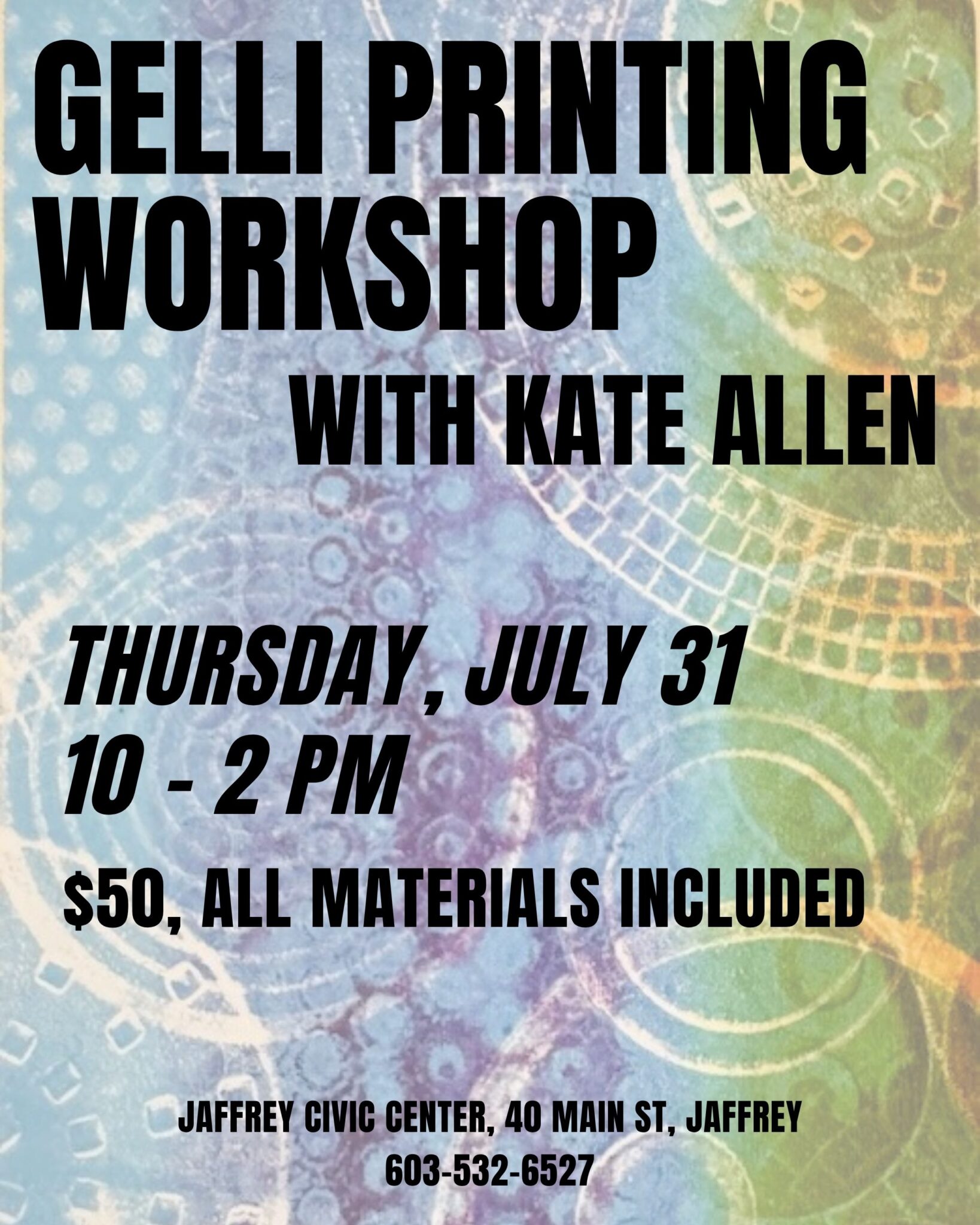 Class: Gelli Print Art with Kate Allen - Jaffrey Civic Center