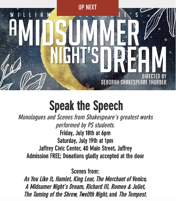 Event: Project Shakespeare "A Midsummer Night's Dream" - Jaffrey Civic ...