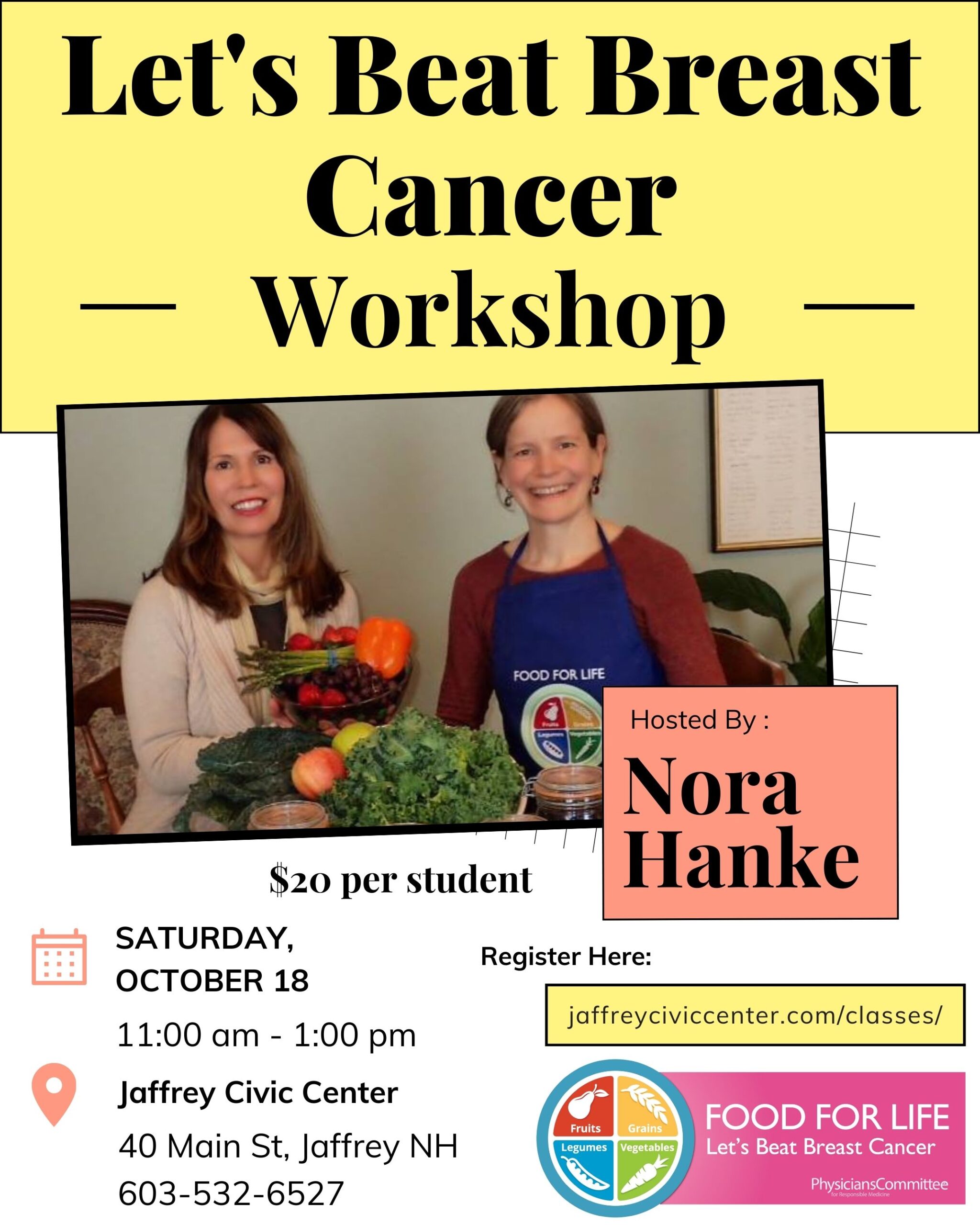 Let's Beat Breast Cancer Workshop with Nora Hanke - Jaffrey Civic Center